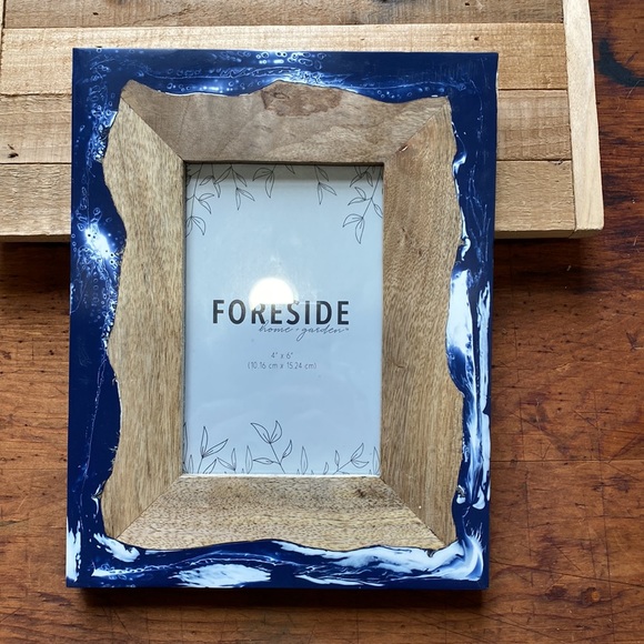 Foreside Home & Garden | Accents | Picture Frame Blue Marbled Wood 4x6 ...